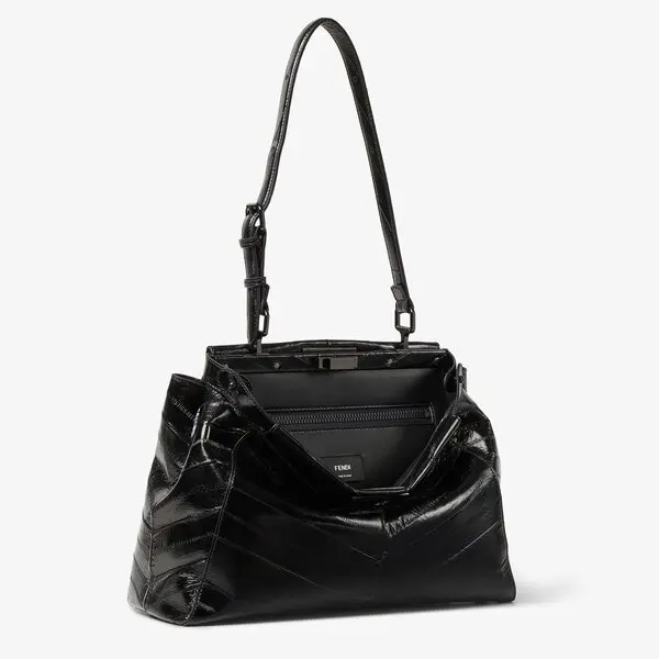 Fendi My Peekaboo Medium Black Inlaid Hagfish Leather Bag